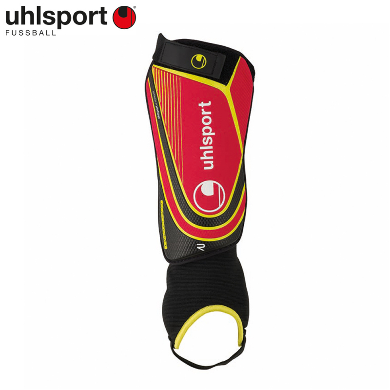 Uhlsport Schienbeinschützer TIBIA PLATE PRO rot/schwarz/fluo gelb, 13,99